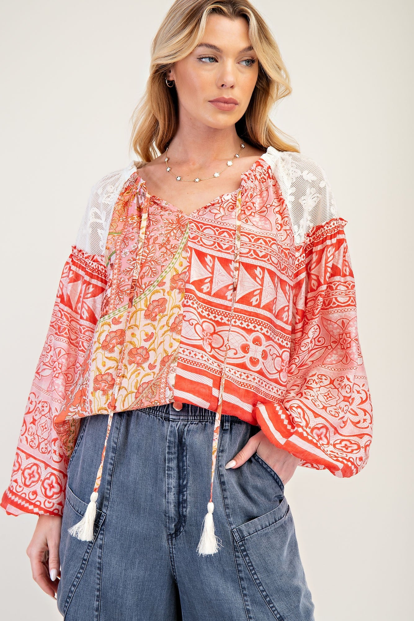 Mixed Print BLOUSE – Cotton Belles Boutique & Co